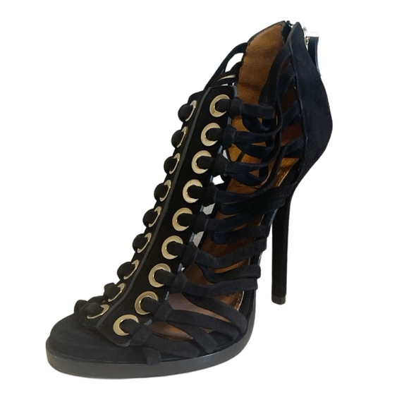 Givenchy | Shoes | Givenchy Black Suede Gladiator Sandal Multi Strap Open Toe Heels | Poshmark